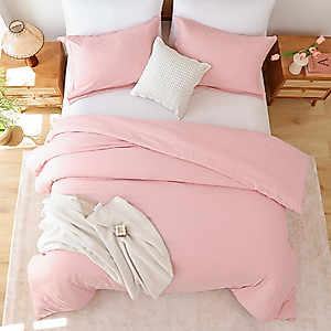 Soft Breathable Duvet Cover Twin Size - Luxury 100% Washed Duvet Cover Set, 2 Piece Bedding Set 1 Duvet Covers 68x90 Inches with Zipper Closure and 1 Pillow Shams for Twin Size Bed