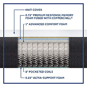 Sealy 10" Hybrid Adaptive Memory Foam Mattress with CopperChill Technology, Cooling Memory Foam Mattress for Pressure Relief, Full