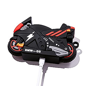 Yatchen Unique Case Compatible with AirPods Pro ,Creative Fun 3D Cartoon Motociclo Design AirPods Cover Case Cool Skin Soft Rubber Shockproof Protective Case (AirPods Pro, Red)