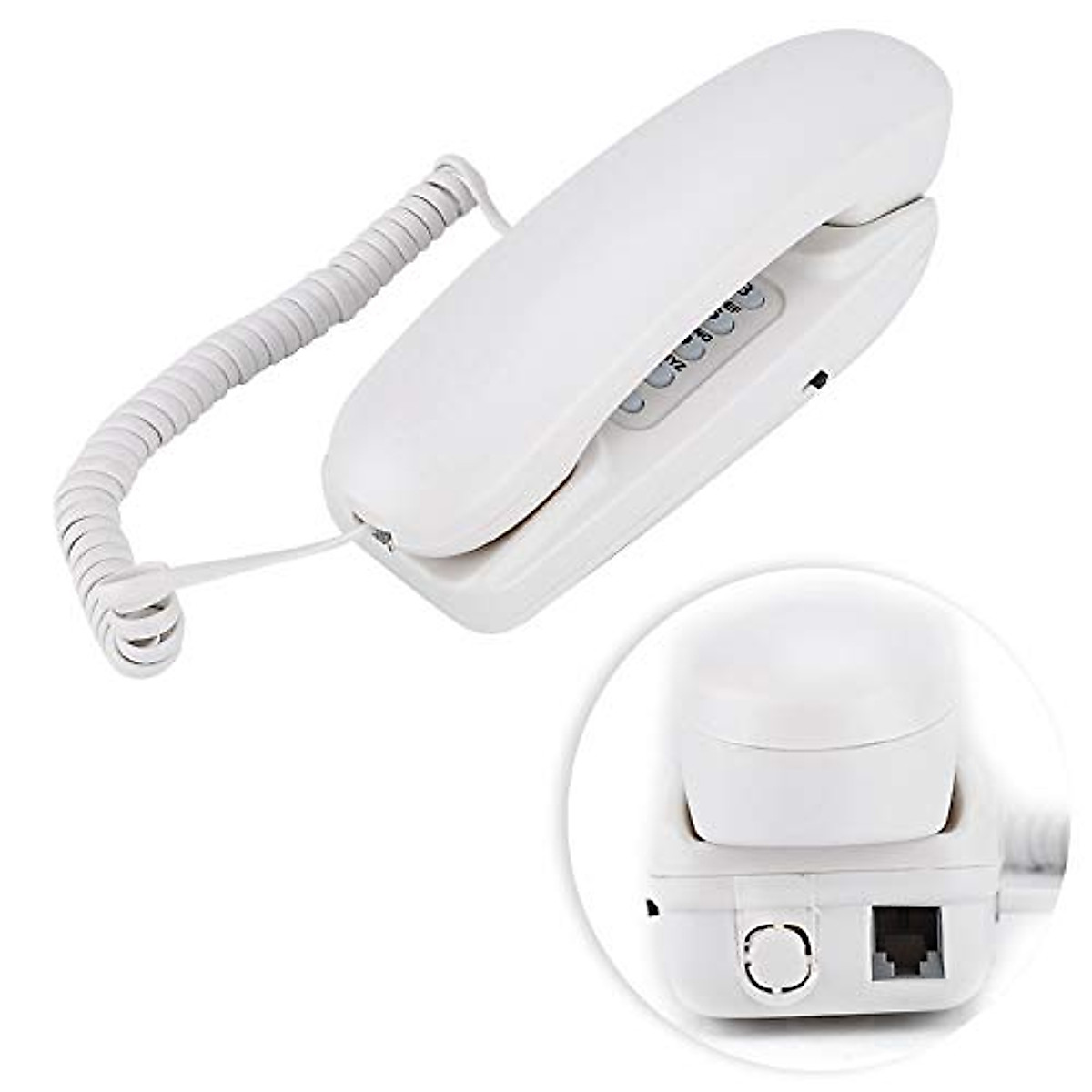 Corded Wall Phone Without Caller ID, Desktop Landline Corded Telephone for Home,Hotel,Living Room,School and Office,Powered by Telephone Line(White)