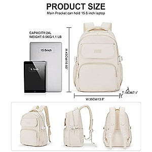 WEPOET Cute Middle School Backpack For Teen Girls,Waterproof Casual Bookbags,Lightweight Travel Daypack,Basic Laptop College Backpack For Women(White)