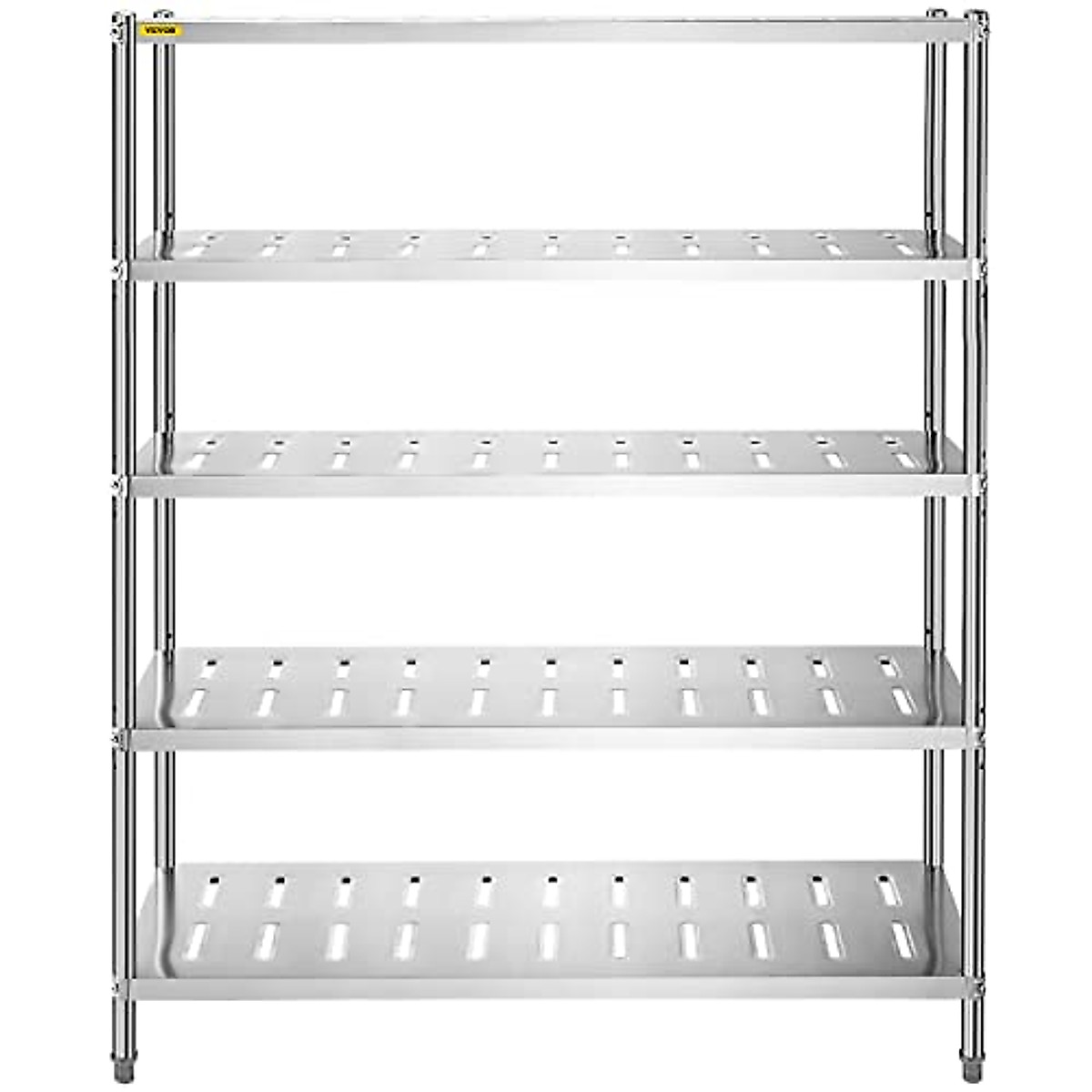 VEVOR Storage Shelf, 5-Tier Storage Shelving Unit, Stainless Steel Garage Shelf, 59.1 x 17.7 x 70.9 inch Heavy Duty Storage Shelving, 661 Lbs Total Capacity with Adjustable Height and Vent Holes