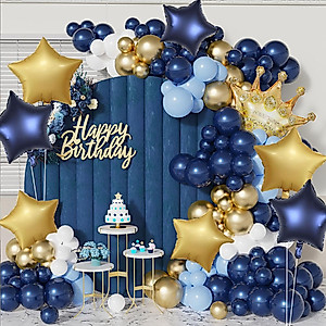 20 pcs 18inch Navy Blue Gold Star Foil Balloons, Matte Blue Gold Star shaped Helium Balloons Mylar Balloons for Wedding Graduation Decoration Birthday Party Balloons