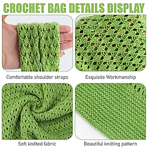 hatisan Crochet Bags for Women - Summer Beach Tote, Aesthetic Hippie Knit Bag (Green)