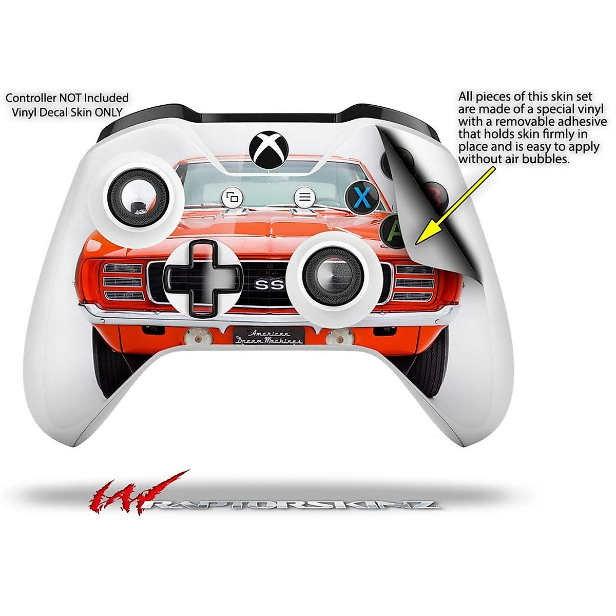 WraptorSkinz Decal Vinyl Skin Wrap compatible with XBOX One S/X Controller - 1969 Chevy Camaro Orange 3813 (CONTROLLER NOT INCLUDED)
