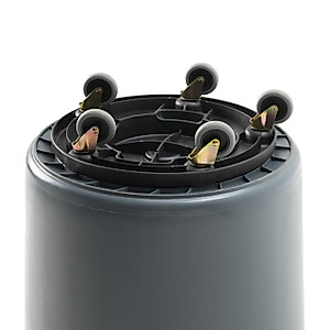 55 Gallon Trash Can With Lid And Dolly Round Ingredient Storage Containers Recycling Bin Kitchen Garbage Can Office Garbage Can Trash Barrel Plastic Barrel Yard Waste Bin Outdoor Trashcan (1, Gray)