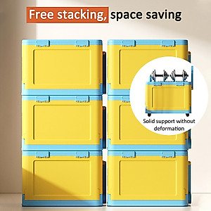 Collapsible Kids Storage Box with Building Base for Lego Toy Organizer Bins with Lids and Wheels Stackable Toys Chest Containers Building Block Bricks Storage Case for Children