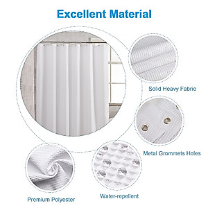 AmazerBath Waffle Shower Curtain, Heavy Duty Fabric Shower Curtains with Waffle Weave Hotel Quality Bathroom Shower Curtains, 72 x 72 Inches