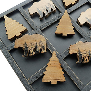 NIKKY HOME Cute Bear Decorative Wooden Board Travel Game Tic Tac Toe for Fun