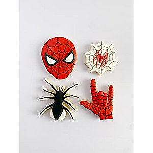 SUPERHERO COOKIE CUTTERS Inspired By Spiderman Head/Face/Mask, Spidey-Shaped Hand, Spider/Arachnid and Spider Man Web 3D Printed Cookie Cutters (4 Pack)