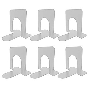 Clipco Premium Book Ends with Anti-Slip Pad 5-inch (Pack of 6) (White)