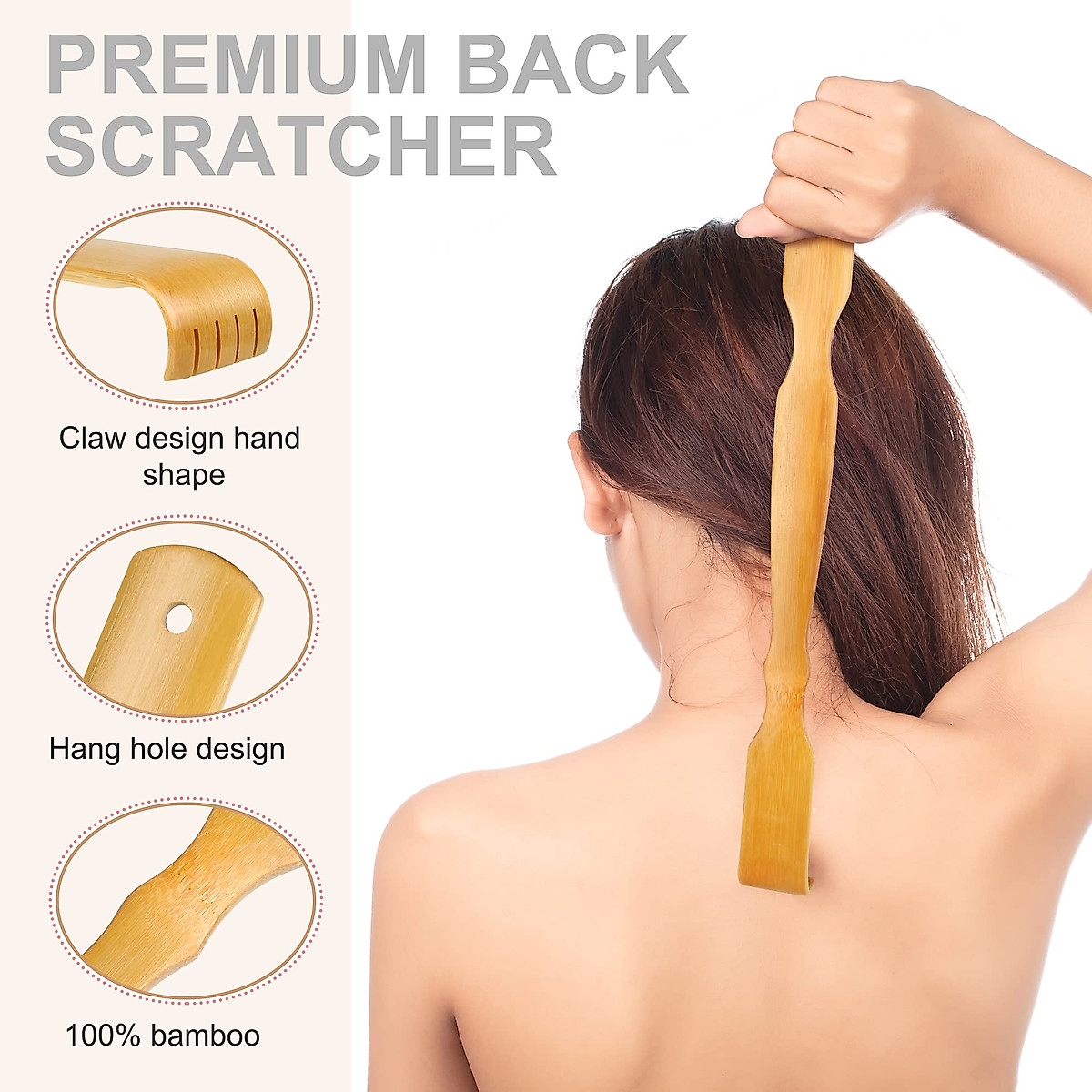 Body Shower Brush and Back Scratcher Set, Back Brush with Soft and Stiff Bristles, Exfoliating Skin and A Soft Scrub, Double-Sided Brush Head for Wet or Dry Brushing,Long Handle Cleans The Body Easily