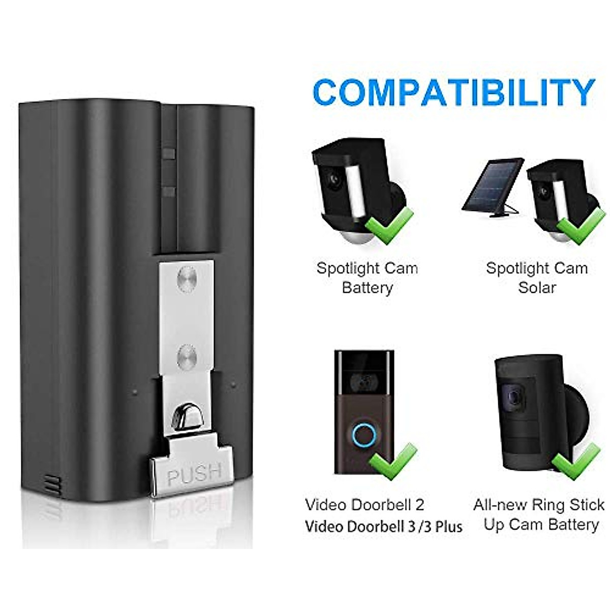dosili Charging Station and 2 Packs Rechargeable 3.65V Lithium-Ion Battery Battery That is Compatible with Ring, for Video Doorbell 2/3 and Spotlight Cam Battery 6400mAh