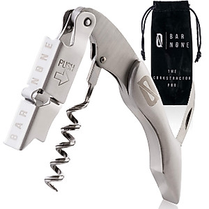 BAR NONE The Corkstractor Pro | Wine Corkscrew Wine Opener Bottle Opener Waiter Corkscrew Waiters Corkscrew Wine Key Beer Opener Wine Foil Cutter Wine Opener Cork Screw Corkscrews (Stainless Steel, 1)