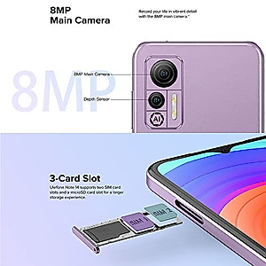 Ulefone Note 14 Unlocked Smartphone 2023, 3GB+16GB+128GB Expandable Android 12 Cell Phone, Triple Card Slots 6.52" Screen, Dual SIM 4G, 8MP Camera, 4500mAh GSM Smartphone, Face Unlock,GPS, Black