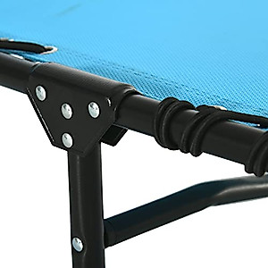 Outsunny Folding Chaise Lounge Pool Chair, Patio Sun Tanning Chair, Outdoor Lounge Chair with 4-Position Reclining Back, Breathable Mesh Seat for Beach, Yard, Patio, Blue