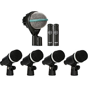 AKG Acoustics Drum Set Concert 1 Professional Drum Microphone Set with D112 MkII Bass Drum, 2X C430 Overhead and 4X D40 Microphones, Model:2581H00160