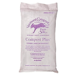 Vermont Compost Company - Compost Plus Organic Container and Transplant Booster Mix | All-Natural Potting Soil for Plants & Vegetable Gardening - 20 Quarts | Gardener's Supply Co Exclusive