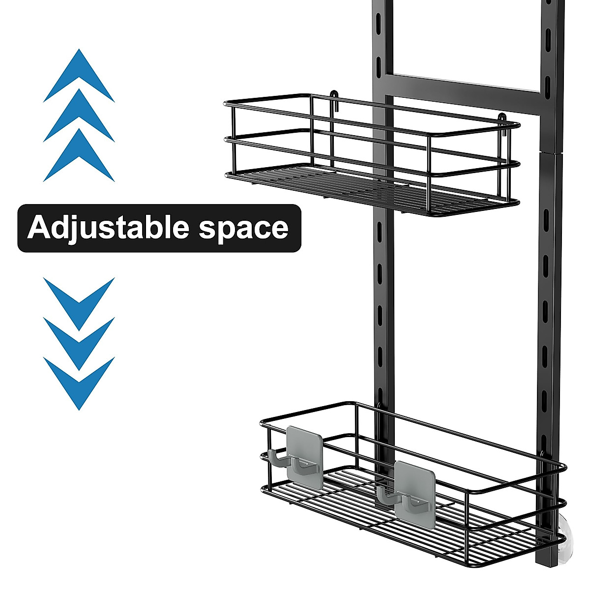 Purdaz Shower Caddy Over Shower Head,Adjustable Hanging Shower Organizer Shelf Shower Storage Rack Basket No Drilling Shower Organizer for Bathroom,Black