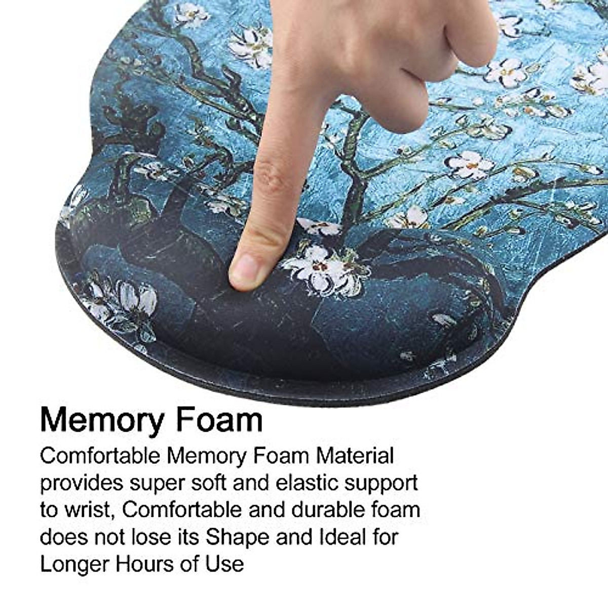 Mouse Pads for Computers Van Gogh Ergonomic Memory Foam Nonslip Wrist Support-Lightweight Rest Mousepad for Office,Gaming,Computer, Laptop & Mac,Pain Relief,at Home Or Work