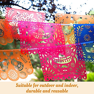 JOHOUSE 2 Pack Mexican Party Banners,36 Feet Fiesta Banner PVC Papel Picado Mexican Fiesta Garland for Cinco De Mayo Fiesta Party Dia De Los Muertos Day of the Dead
