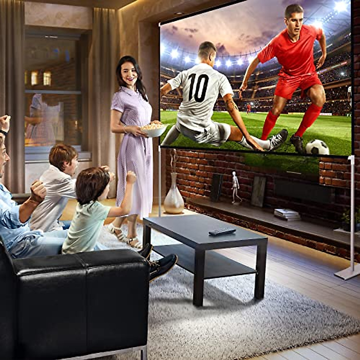 Tangkula 100 Inch Projector Screen with Stand, Portable Front & Rear Projection Screen 16:9 HD 4K Wrinkle-Free Polyester Fabric Projection Movie Screen with Carry Bag for Indoor Outdoor