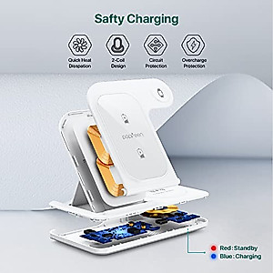Wireless Charging Station for Apple Multiple Devices - Foldable 3 in 1 Charger Station Stand Dock for Apple Watch Series 7 6 SE 5 4 3 2 & Airpods iPhone 14Pro 14 13 Pro Max 13 12 11 Pro X Max XS XR 8