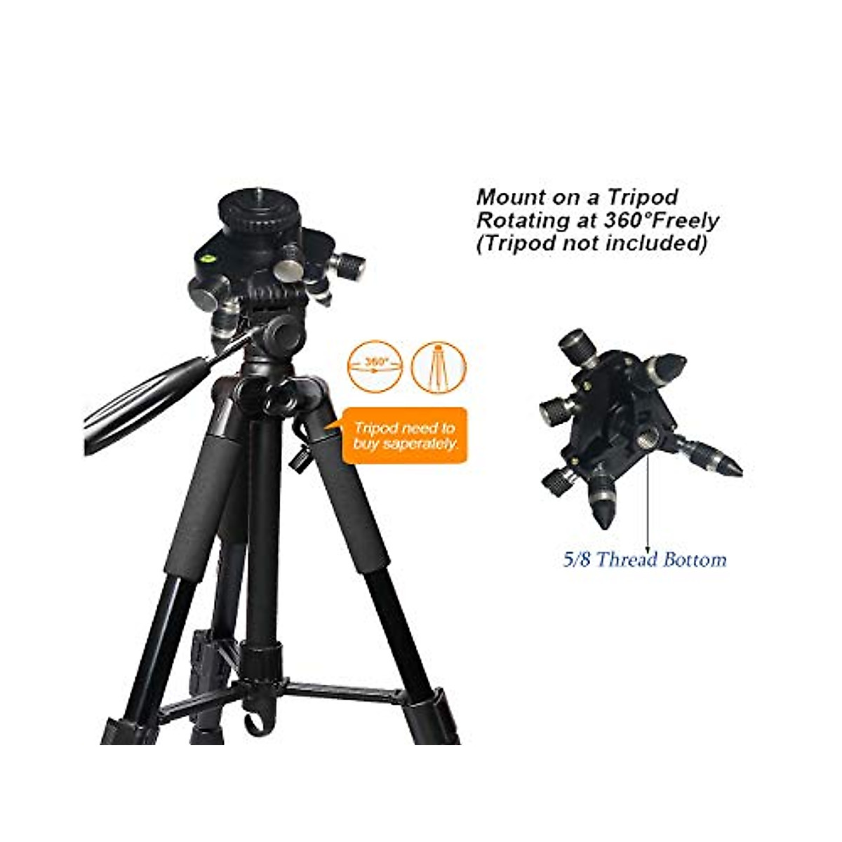 Mountlaser 360-Degree Rotating Base Laser Level Adapter, for Line Laser Level Tripod Connector, with Standard 5/8" Threaded Mount Laser Base