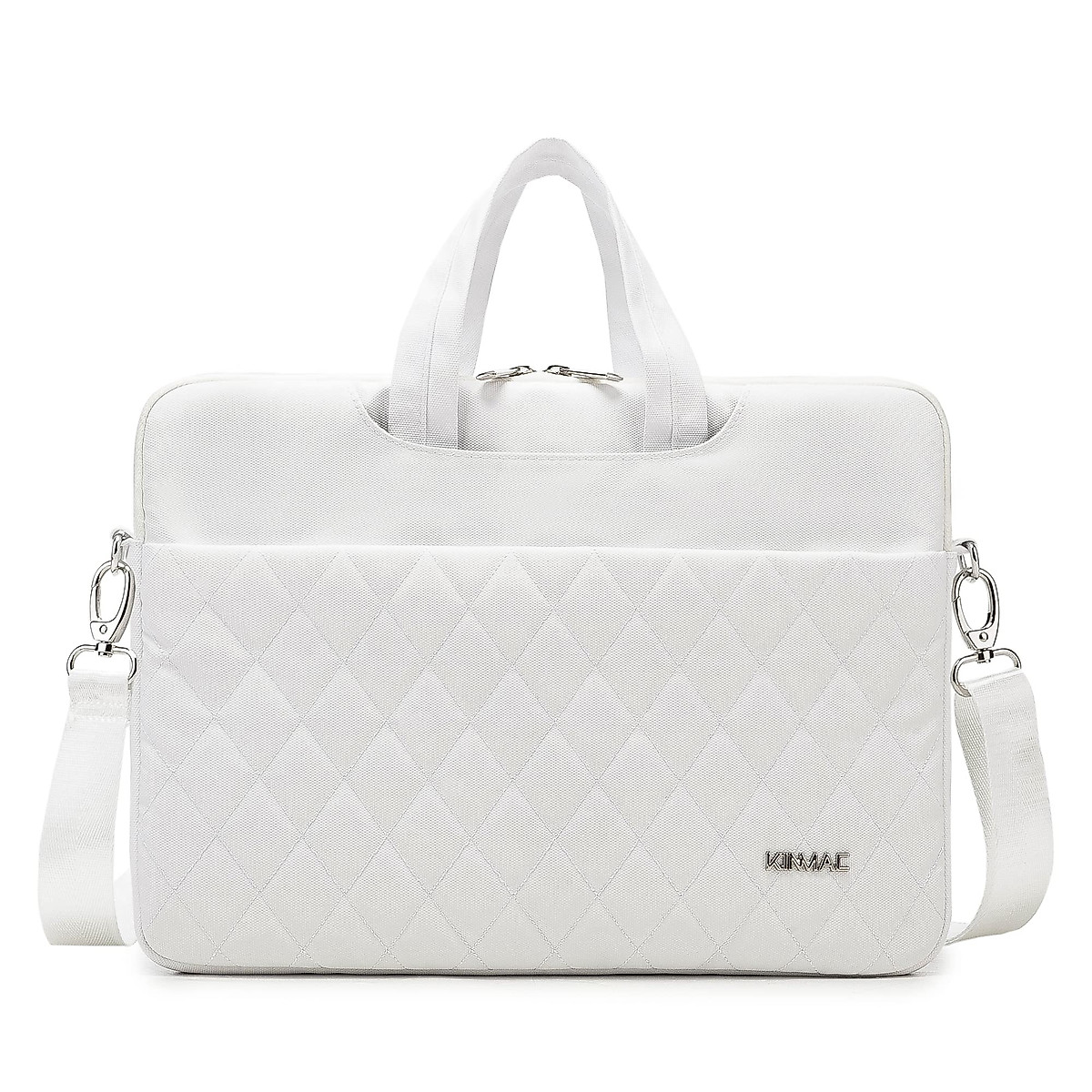 Kinmac White Embroider 360° Protective Laptop Shoulder Messenger Sleeve Briefcase case Bag For MacBook Pro/Air 13 inch,iPad Pro 12,MacBook 14 inch and 13 inch-14 inch Screen Laptop