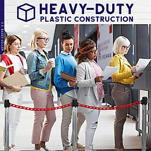 BISupply Red Plastic Chain Links - 125ft x 2in Plastic Barrier Chain for Safety Crowd Control or Plastic Links Halloween Decor Chains for Costumes