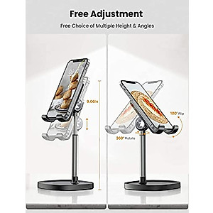 LISEN Cell Phone Stand, Adjustable Phone Stand for Desk, Thick Case Friendly Phone Holder Stand, Taller iPhone Stand Compatible with All Mobile Phone, iPhone 14, iPad, Tablet 4-10'' Desk Accessories