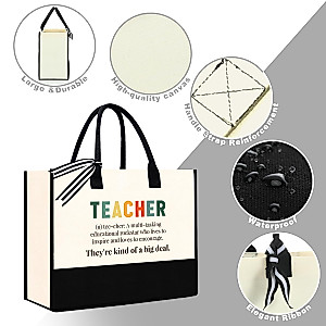 YUANHAO Teacher Gifts for Women, Teacher Appreciation Gifts, Teachers Day Gifts, Teacher Valentines Day Gifts, Teacher Canvas Tote Bag Grocery Reusable Bag