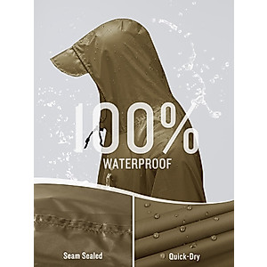 SaphiRose Hooded Rain Poncho Waterproof Raincoat Jacket for Men Women Adults(brown)