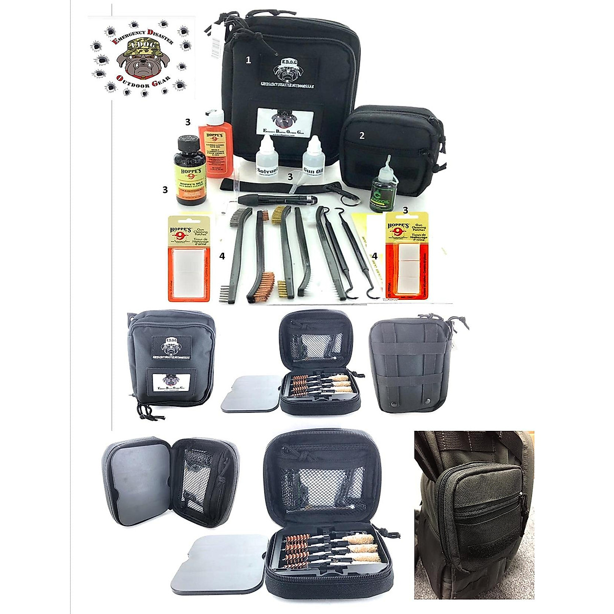 RangeMaster Elite EDC Bag Gun Cleaning Kit- Compatible for Springfield Armory Hellcat - Ladies Pink Trim Schematic Mat with Hoppes Gun Oil No.9 Solvent & Patches Clenzoil CLP & 10PC Accessories Set