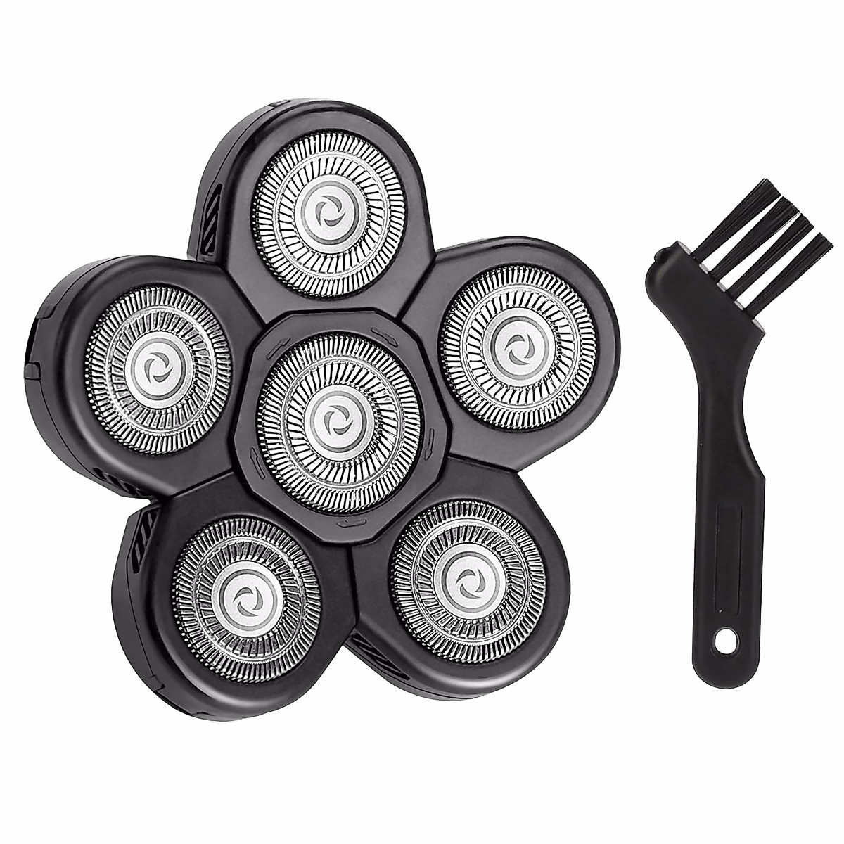 6 Men's Electric Shaver Replacement Heads, Electric Rotary Shavers Beard Razor Bald Shaver Heads with Cleaning Brush for Men