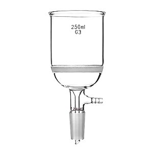 QWORK 250ml Buchner Funnel, Borosilicate Glass Buchner Filtering Funnel with 24/40 Standard Taper Inner Joint, Medium Frit (G3) Lab Glassware with Vacuum Serrated Tubulation