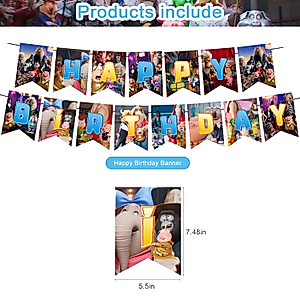 32 Pcs ???? Movie Birthday Party Decorations,Party Supply Set for Kids with Banner - Cake Topper - 12 Cupcake Toppers - 18 Balloons for Cartoon Movie Party Decorations