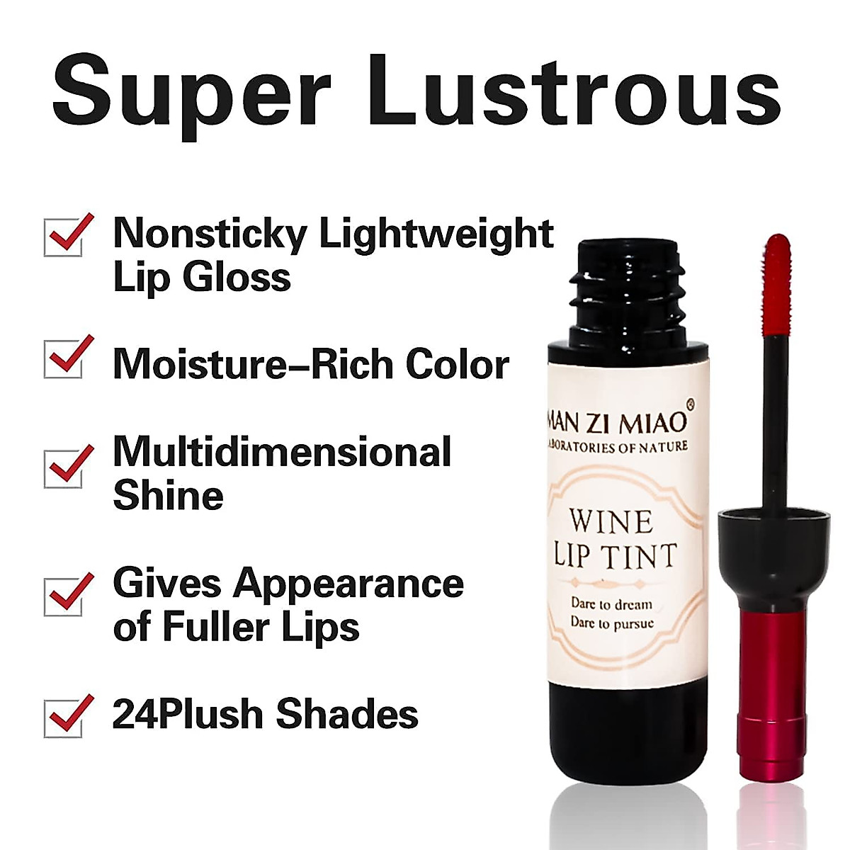 JHSLCHA Lip Gloss, Wine Lip Tint 6 Colors, Long Lasting Waterproof Lip Gloss Set, Matte Liquid Lipstick Set for Girls and Women