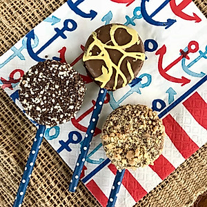 Paper Straws - Navy Blue and White - Stripe Chevron Polka Dot - 7.75 Inches - 100 Pack - Outside the Box Papers Brand