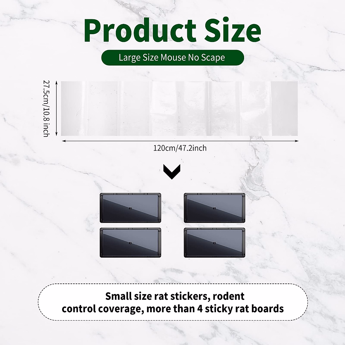 Qualirey 4 Pcs 47 Inch Ultra Large Sticky Mouse Glue Traps Sticky Rat Trap That Work for Rats Roaches Rodents Heavy Duty Pre Baited Mats Indoor Outdoor Catch Pest (White)