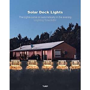 TIJNN Solar Deck Lights， Outdoor Lighting Backyard Decoration Outdoor Deck Light, Garden Post Fence Step Light- 12 Pack