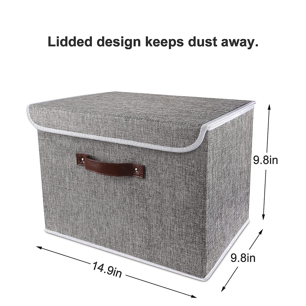 coastal rose Foldable Storage Bins, 2 Pack Decorative Fabric Storage Boxes Baskets with Lid & Handle, Stackable Storage Cubes Organizers for Home, Shelves, Closet, Bedroom, Toys(Gray)