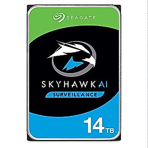 Seagate Skyhawk AI 14TB Surveillance Internal Hard Drive HDD–3.5 Inch SATA 6Gb/s 256MB Cache with Drive Health Management + 3-Year Rescue Service (ST14000VE0008)