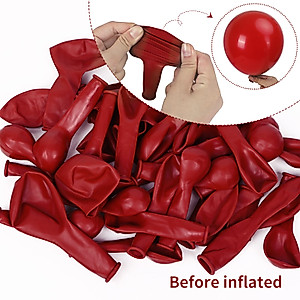 RUBFAC Ruby Red Balloons Different Sizes 105pcs 5/10/12/18 Inch Dark Red Christmas Balloon Garland Kit for Wedding Valentine's Day Birthday Party Supplies Bridal Shower Decorations