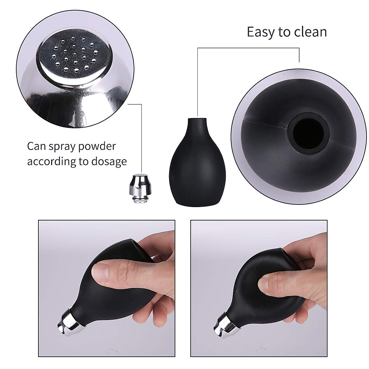 PRO BARBER Powder Barber Spray Bottle, Empty Powder Blower, 3.38oz/100ml Refillable Hair Fiber Applicator Use for Dry Shampoo - Black