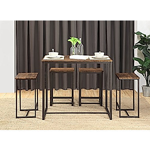 Abington Lane 5-Piece Kitchen/Dining Table Set w/Four (4) Stools - Versatile, Tall, Modern Table Set for The Contemporary Home - (Walnut Finish)