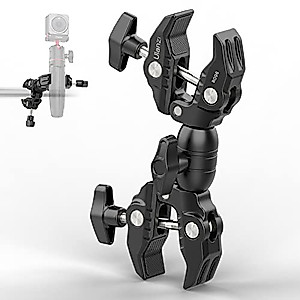 ULANZI Super Clamp Double Camera Clamp, R096 Crab Plier Clip Bracket Mount Monitor Magic Arm Double Ball Head Adapter for Photo Studio Light Stand, Photography Reflector, Photo Boom Stand, Cross Bars