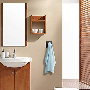 Celbon 4PC Self Adhesive Bath Towel Hook Black Sticky Stainless Steel Robe Hooks Heavy Duty Door Hooks for Bathrooms,Kitchen,Lavatory Closet (Square, 2PC)