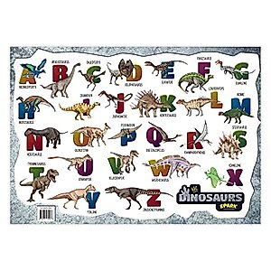 ABC Dinosaur Educational Poster, Kids Room Dinosaur Decor Alphabet Chart with Watercolor Dinosaur Pictures, Large 17x24 Laminated Dinosaur Themed Classroom Décor for Preschool and Homeschooling