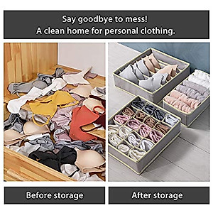OHAHALICO 8 Pcs Houseware Closet Organizer Drawer Divider, 8 Foldable Drawer Dividers, Under Bed Organizer, Closet Dividers, Storage Box for Clothes, Socks, Lingerie，Tie. (Grey)